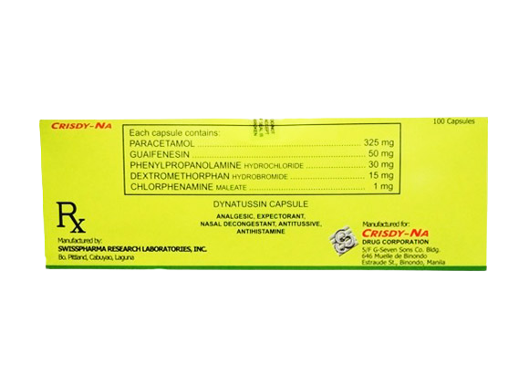 DYNATUSSIN Dextromethorphan Hydrobromide / Guaifenesin / Chlorphenamine ...